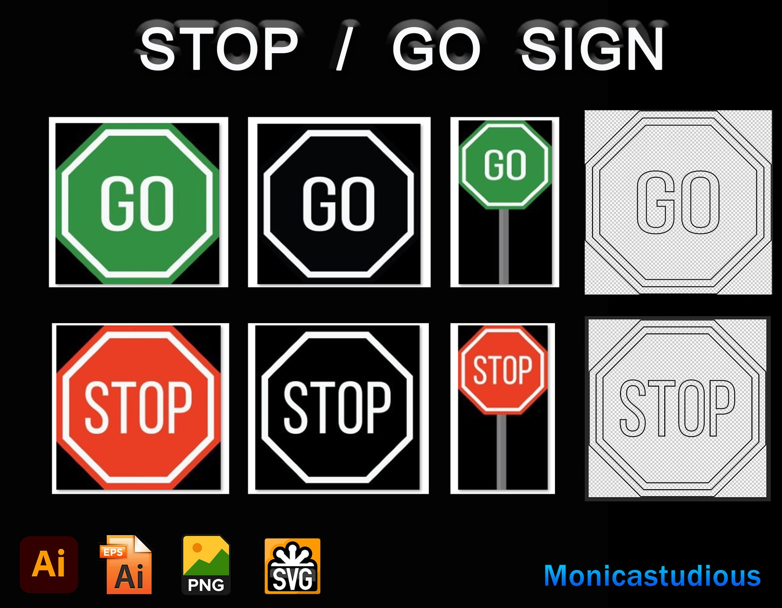 Stop Sign / Go Sign Bundle: Highway Font Graphics (digital Download) - Etsy