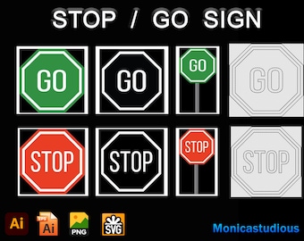 STOP / GO Printable Sign, Coloring Page - Etsy Canada