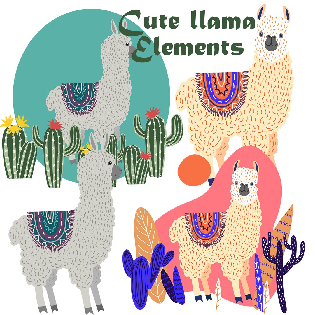 Alpaca Clipart Set ai /EPS/PNG Instant Digital Download. Painted ...