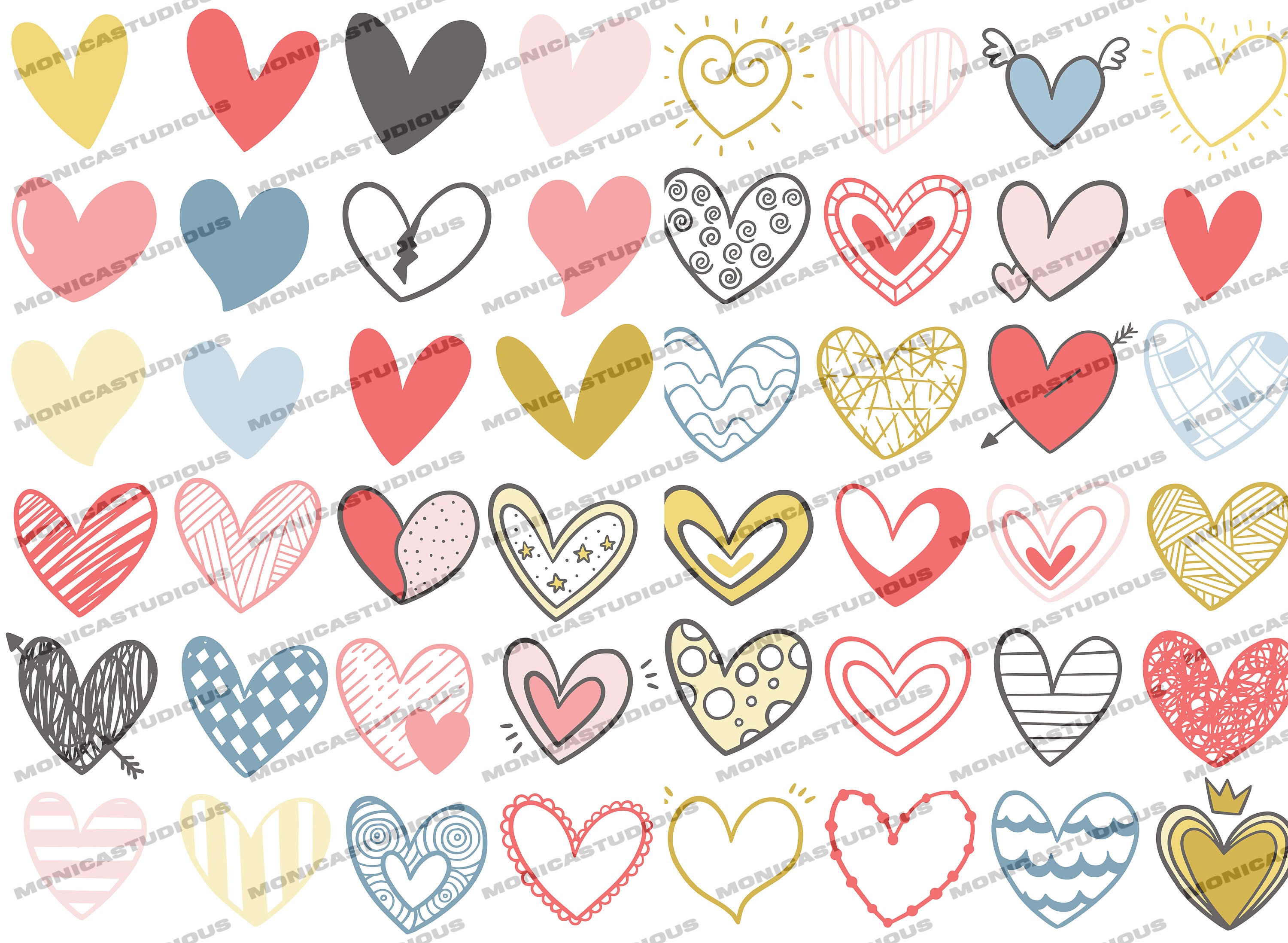 Hand Drawn Doodle Heart SVG Set Heart PNG Heart JEPG Heart - Etsy