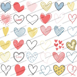 Hand Drawn Doodle Heart SVG Bundle, Heart PNG, Heart EPS, Heart Vector ...