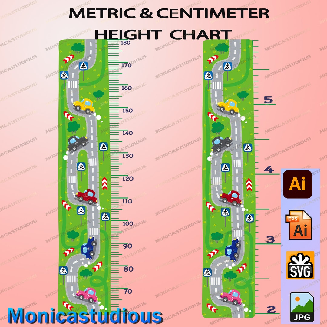 Kids Height Chart /car Driving Route Growth Chart Digital Print ...