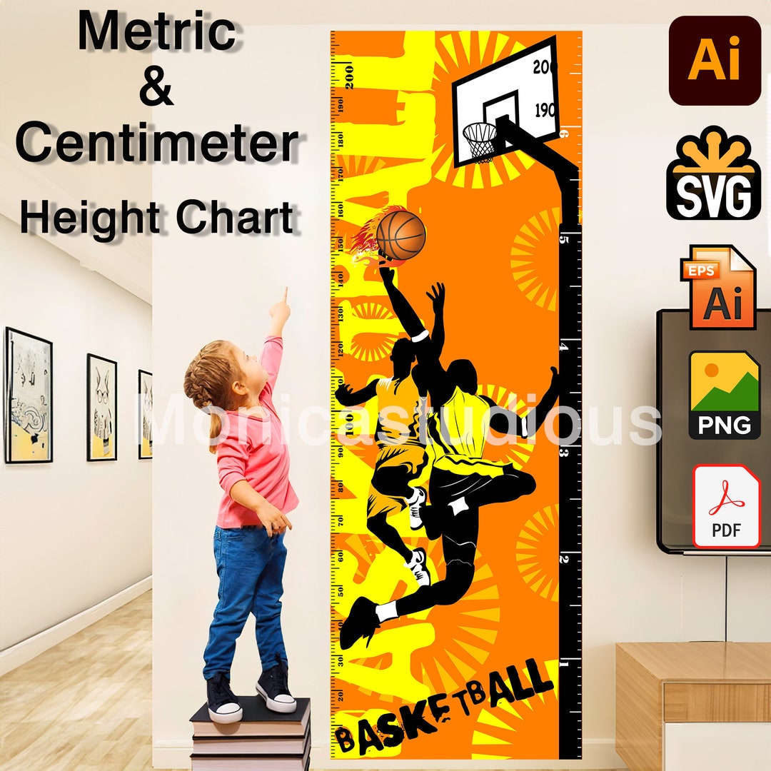 Digital Basketball Height Measurement Tool /kid Height Chart Vector ...