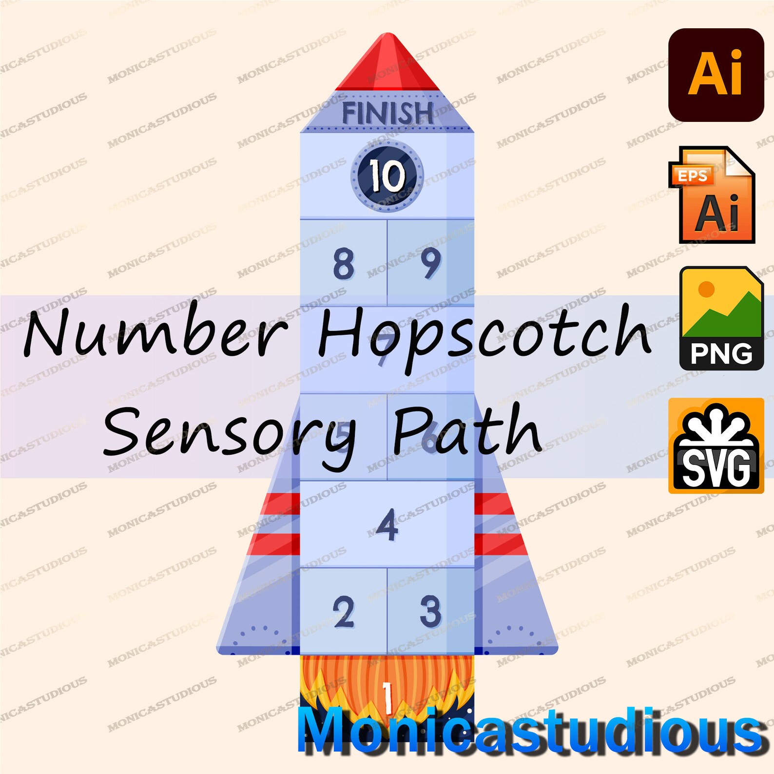 Editable Hopscotch Sensory Path Svg/ Png/ai/eps/hopscotch Game, Brain ...