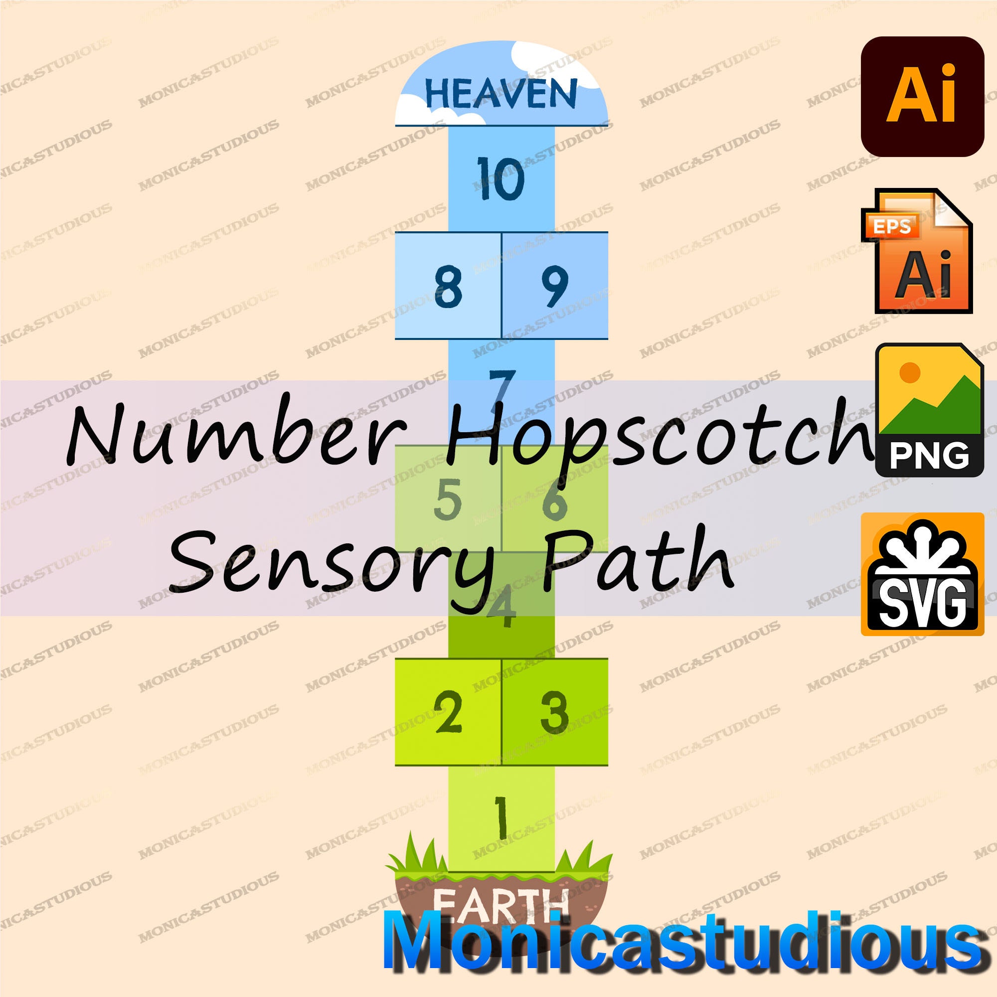 Editable Hopscotch Sensory Path Svg/ Png/ai/eps/hopscotch Game, Brain ...