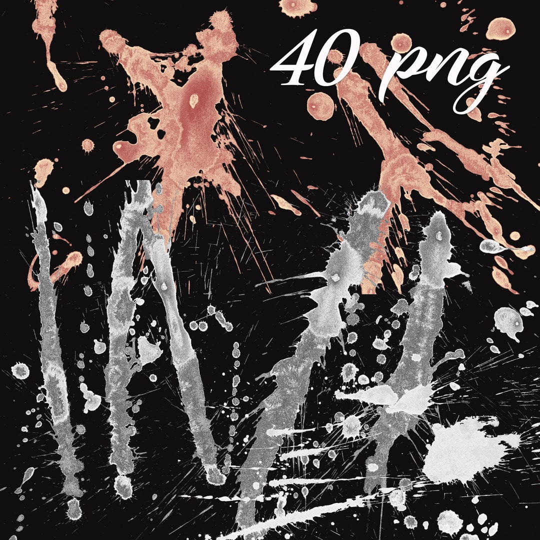 Silver Paint Splatter ,silver Paint Overlay, Silver & Rose Gold Paint ...