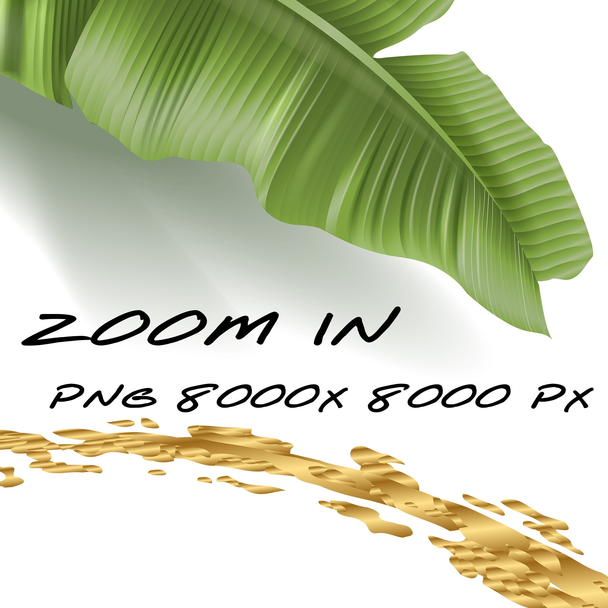 AI Green and Gold Tropical Leaves Clipart,gold Foil Tropical Leaf PNG ...