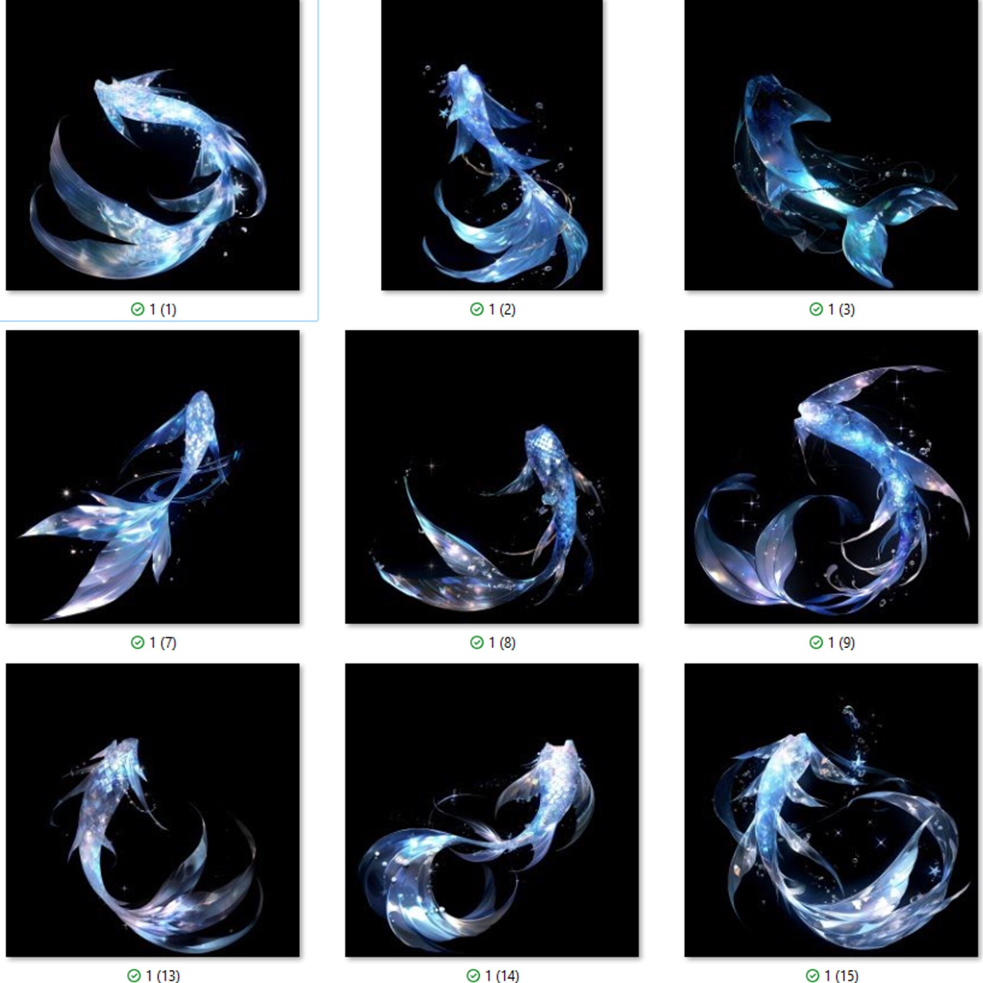 Gradient Glitter Abstract Mermaid Tail Png Design Overlay Bundle 16 ...