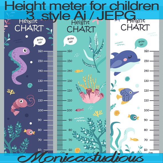 Kid Height Chart 3 Pattern Bundles Ai / Instant Download / - Etsy