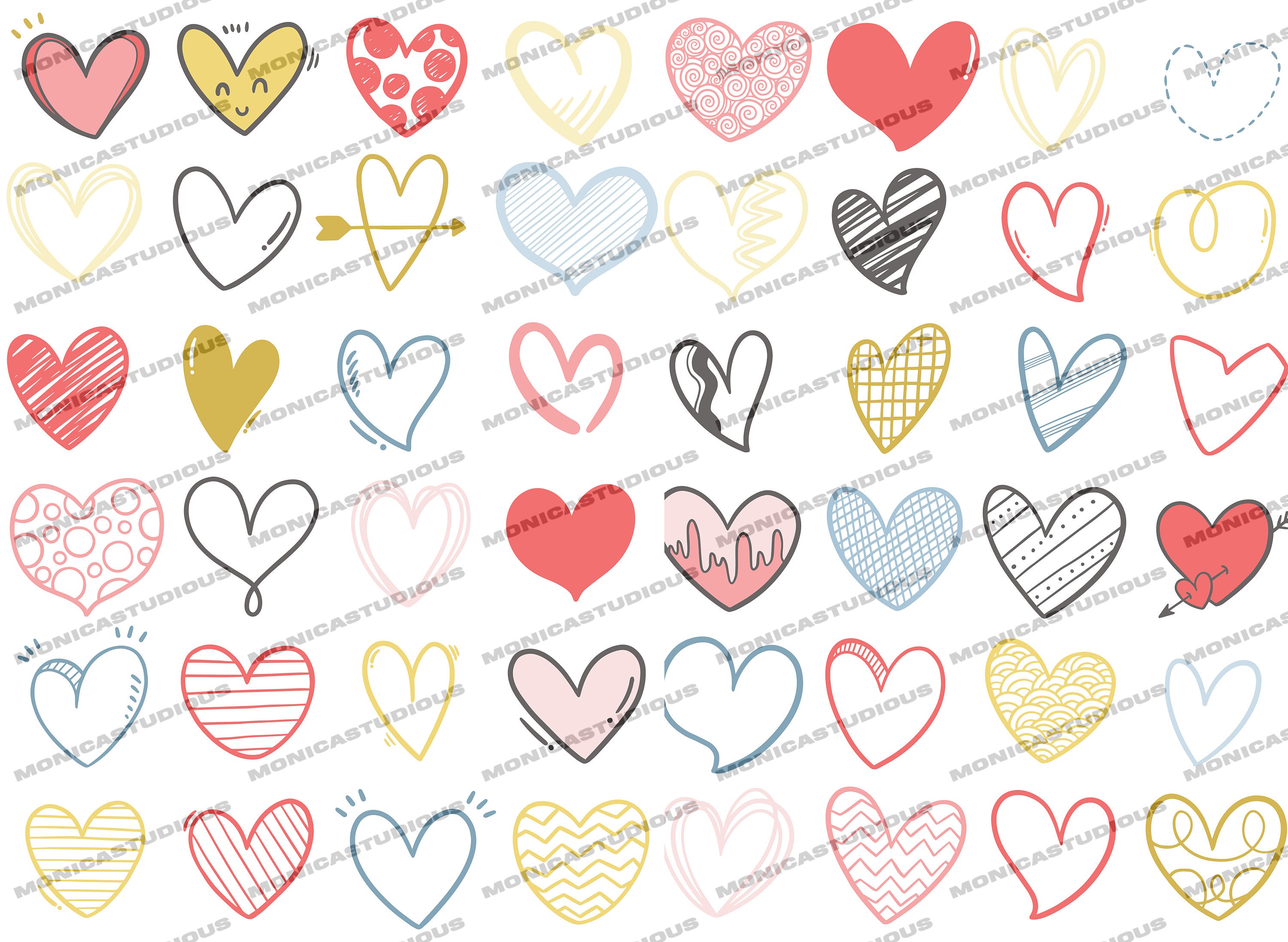 Hand Drawn Doodle Heart SVG Set Heart PNG Heart JEPG Heart - Etsy