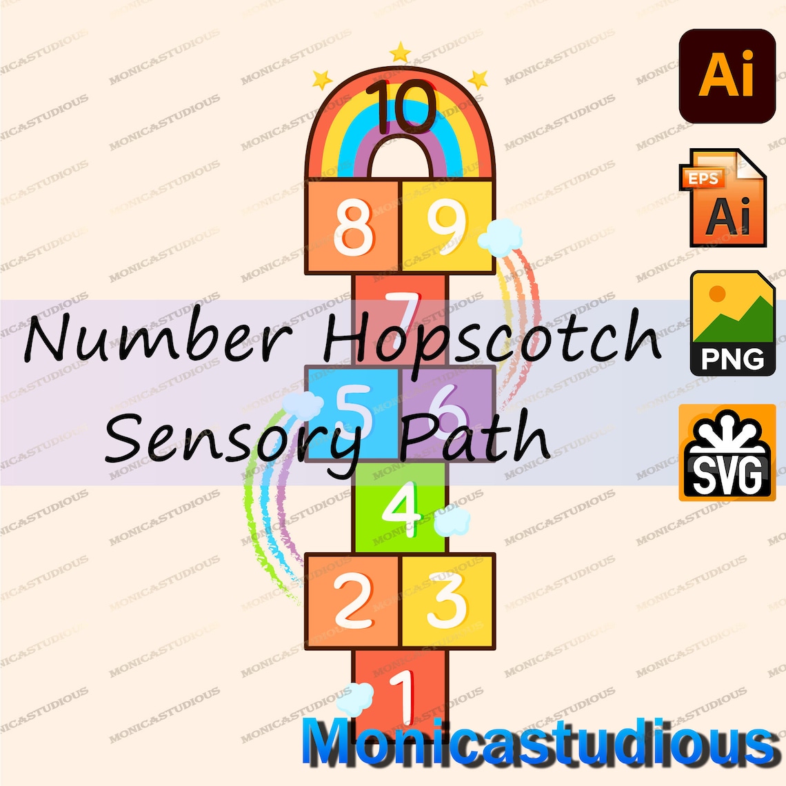 Editable Hopscotch Sensory Path Svg/ Png/ai/eps/hopscotch Game, Brain ...