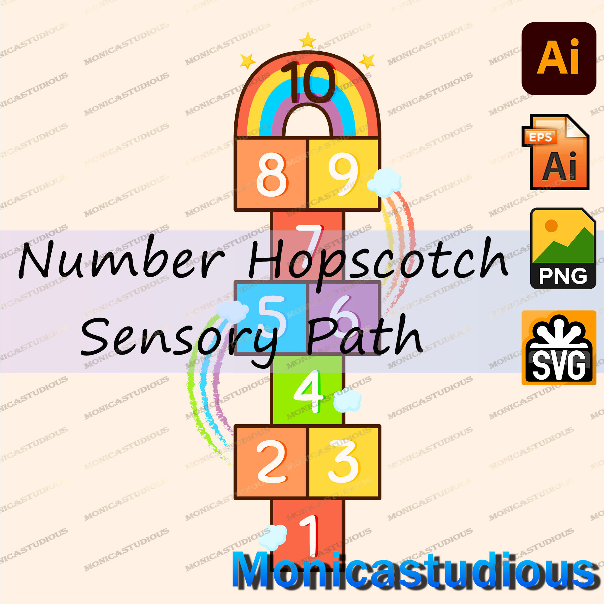 Editable Hopscotch Sensory Path Svg/ Png/ai/eps/hopscotch Game, Brain ...