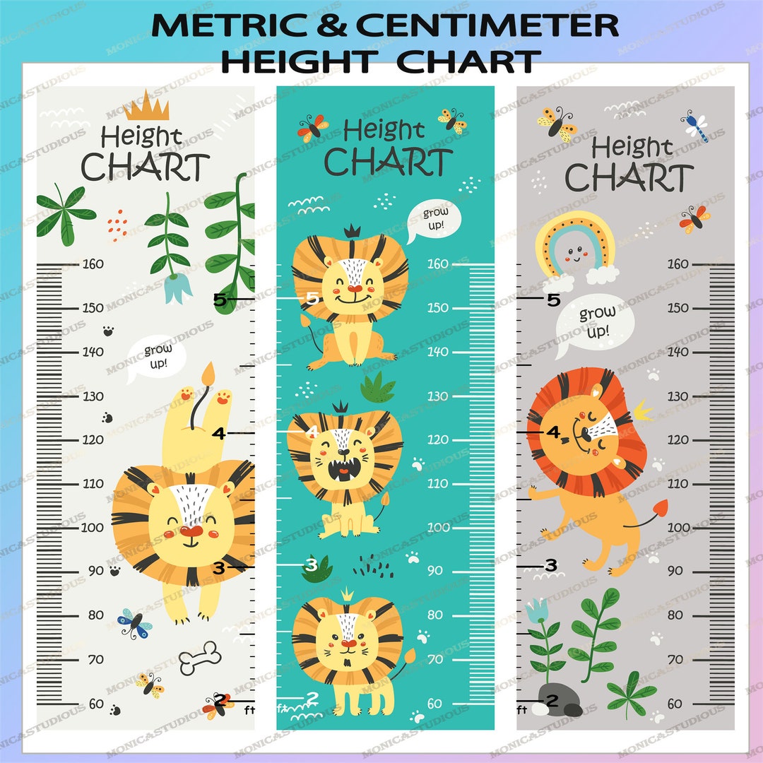 Little Tiger Kid Height Chart 3 Pattern Bundles Ai/png/growth Chart ...