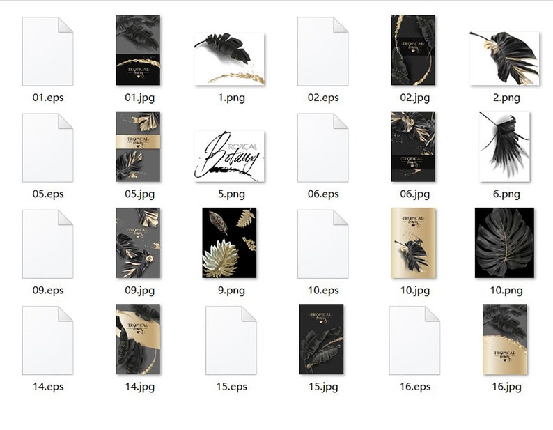 Black and Gold Tropical Leaves Clipart, Gold Foil Tropical Leaf PNG ...