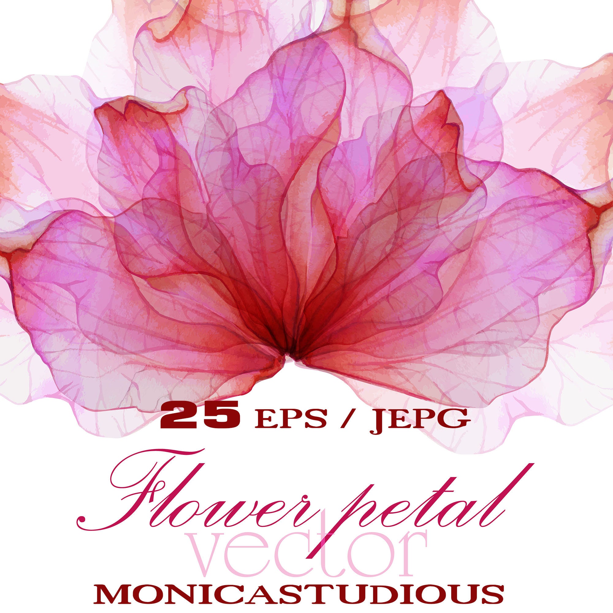 Watercolor Flower Petal Vector /digital Floral Petals/instant Download ...