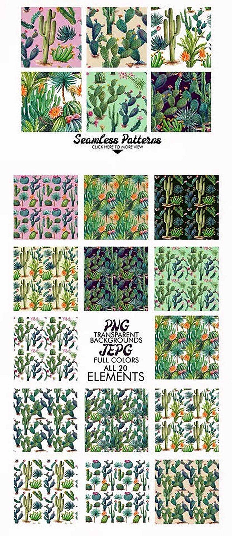 Watercolor Cactus Borders Clipart, PNG, Photo Overlay, Card Making ...