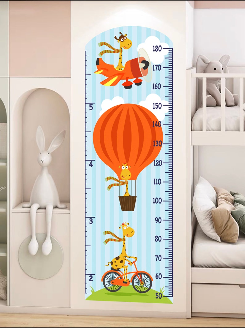 Cartoon Giraffe /hot Balloon Kid Height Chart Vector /ai/eps/svg/growth ...