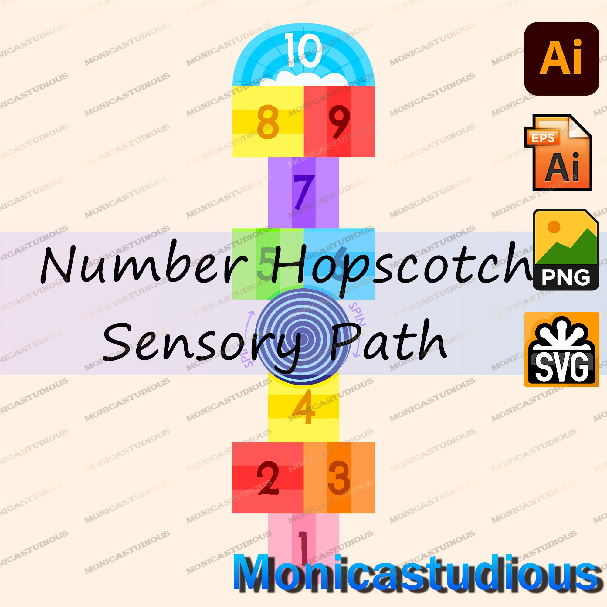 Editable Hopscotch Sensory Path Svg/ Png/ai/eps/hopscotch Game, Brain ...