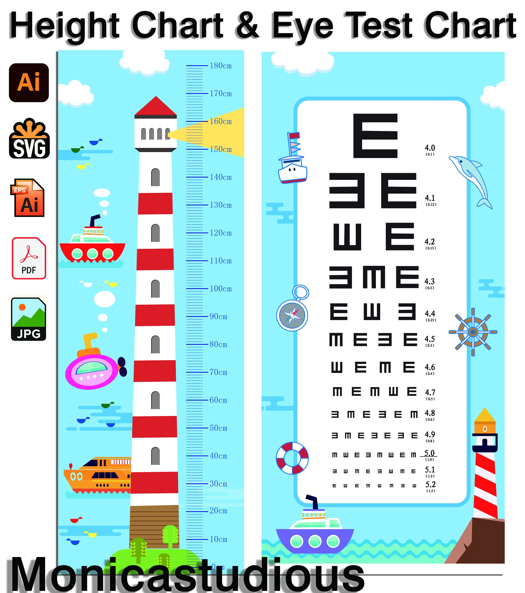 Combo Digital Tumbling Letter E Eye Test Chart Ophthalmology Decimal ...
