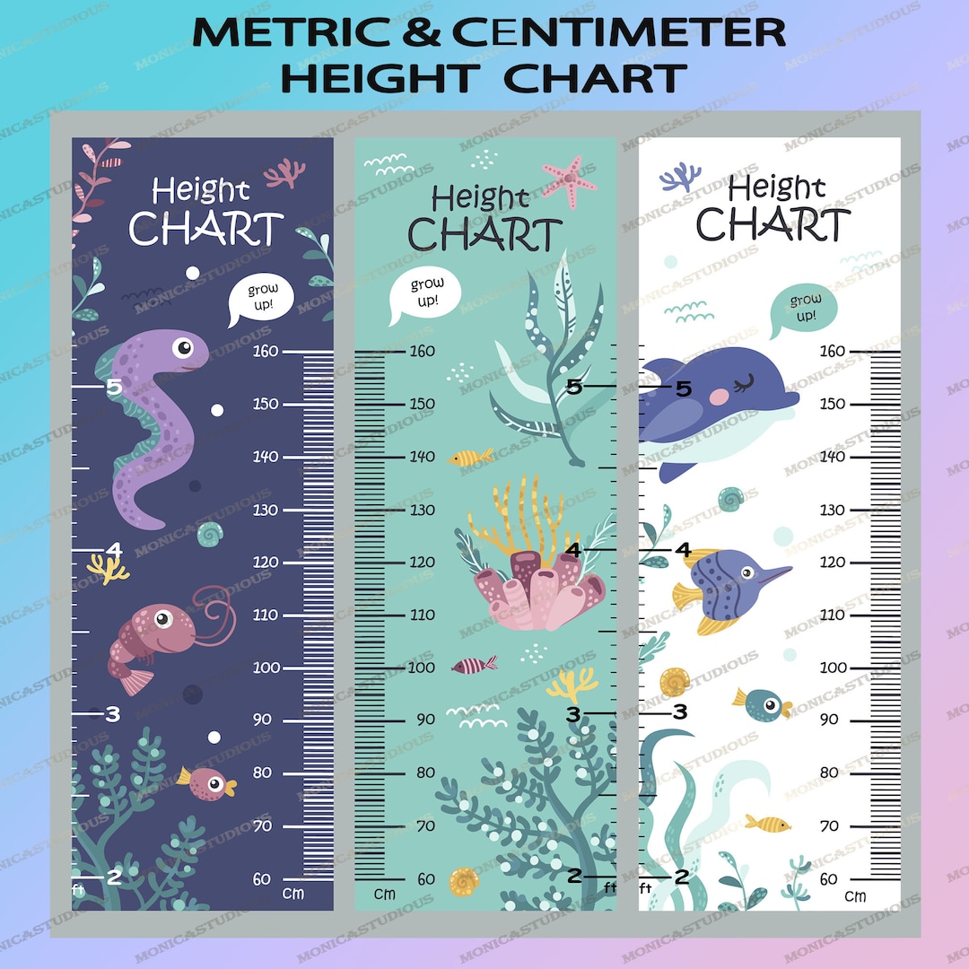 Ocean Animals Kid Height Chart: Growth Ruler, Room Decor (digital File ...