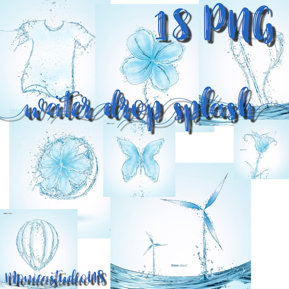 Water Splash Overlays PNG Water Drops Clipart Water Drops | Etsy