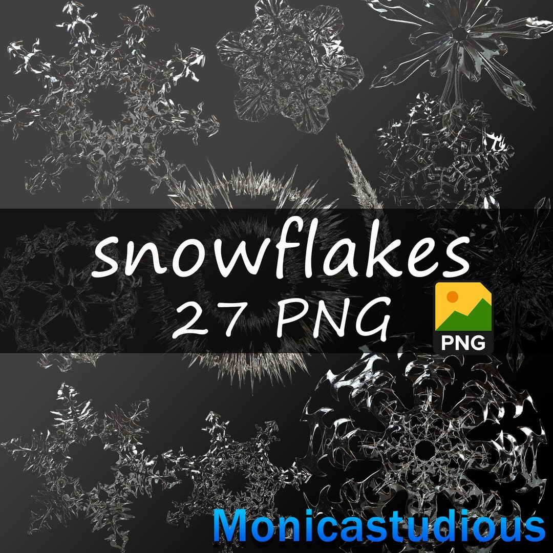 27 Winter Snowflake Clipart Overlays: Transparent Ice Crystals (PNG ...