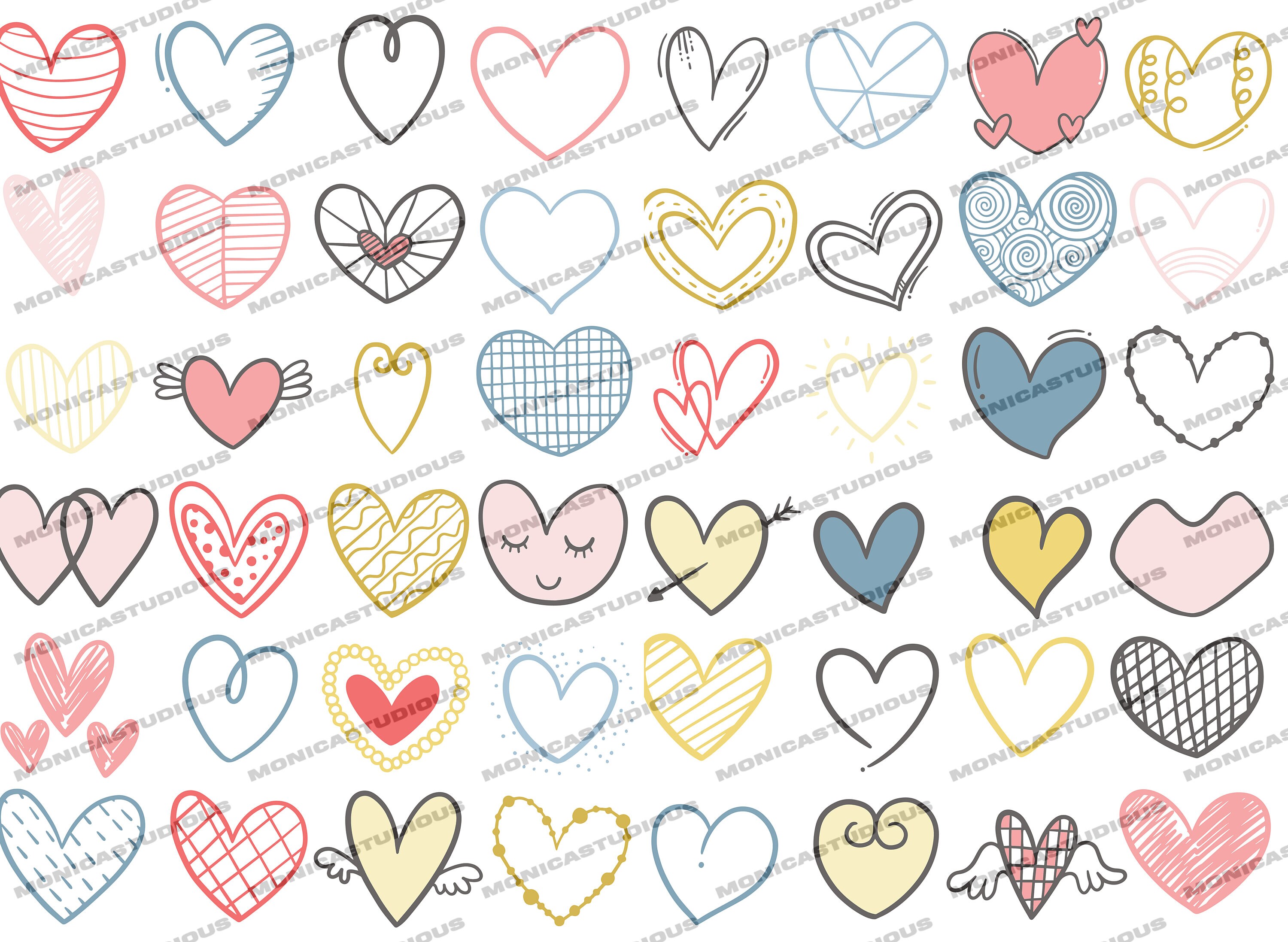 Hand Drawn Doodle Heart SVG Set Heart PNG Heart JEPG Heart - Etsy