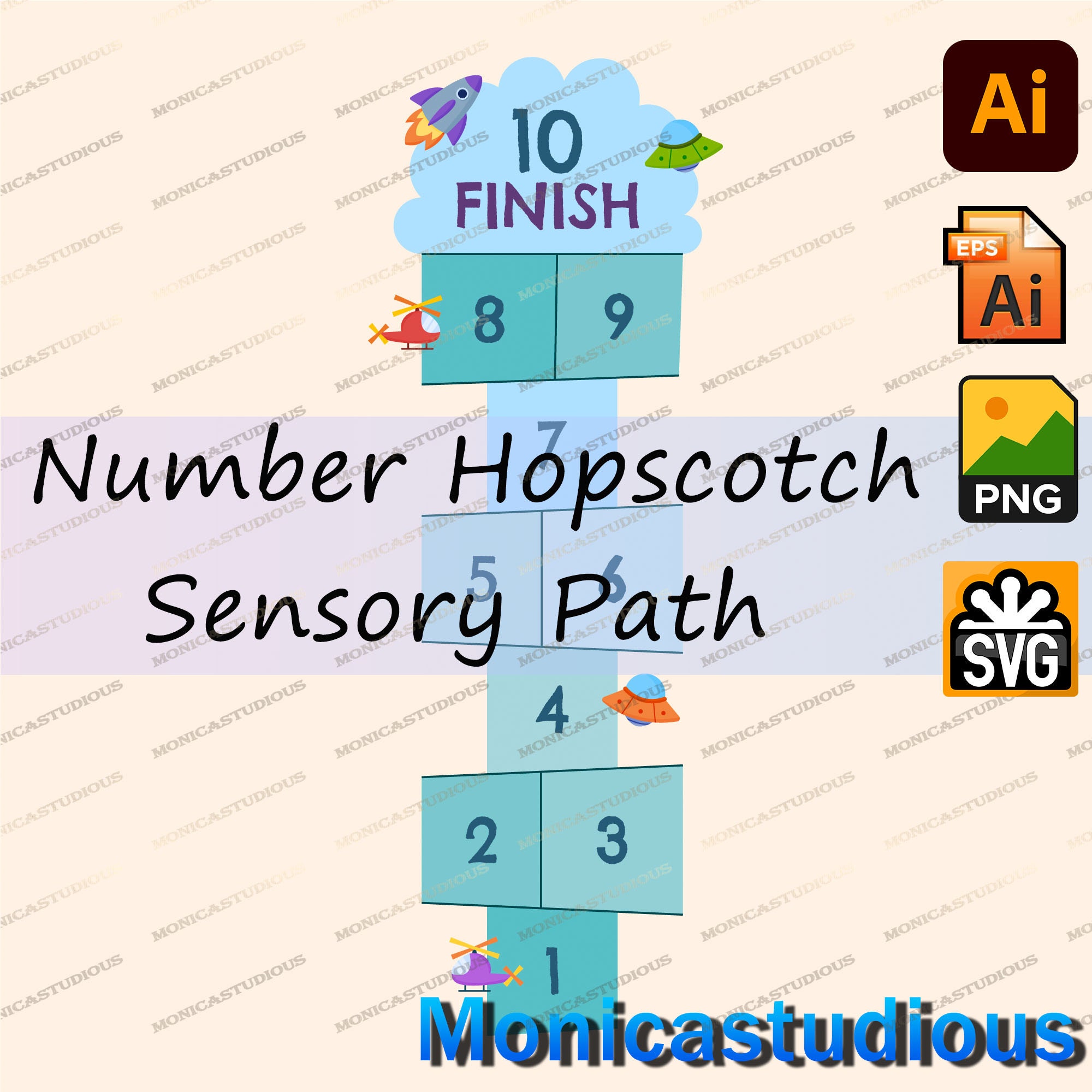 Editable Hopscotch Sensory Path Svg/ Png/ai/eps/hopscotch Game, Brain ...