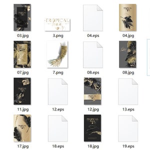 Black and Gold Tropical Leaves Clipart, Gold Foil Tropical Leaf PNG ...