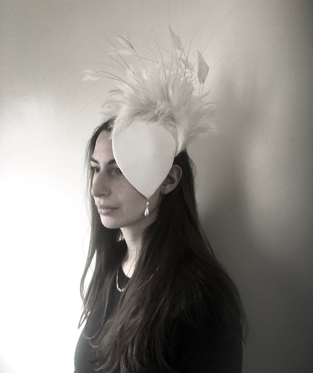 Leather Feather Fascinator: Art Deco Pearl Wedding Headpiece - Etsy
