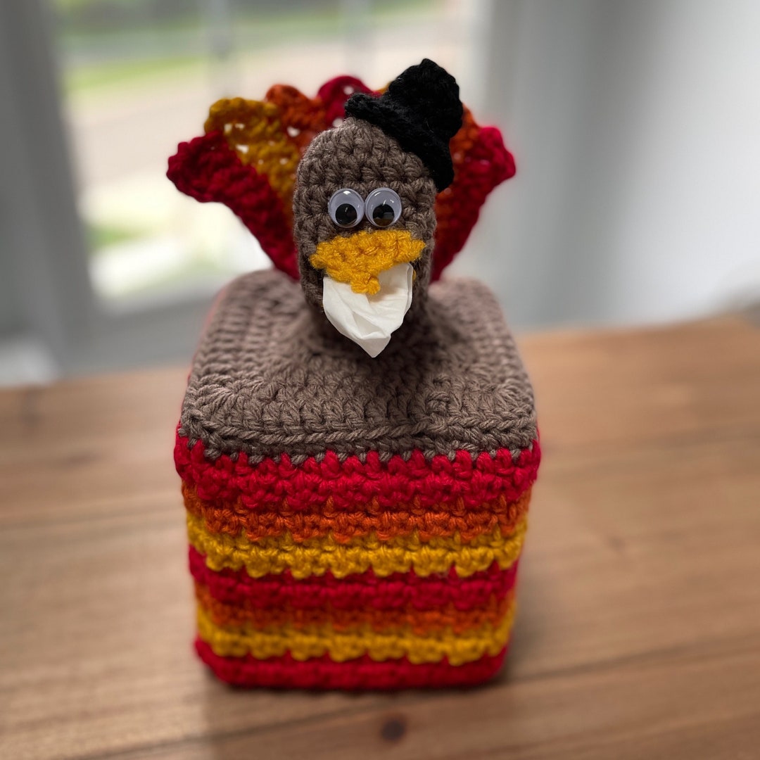 Turkey Tissue Box Cover, Crochet Tissue Box Cover, Crochet Turkey, Home ...