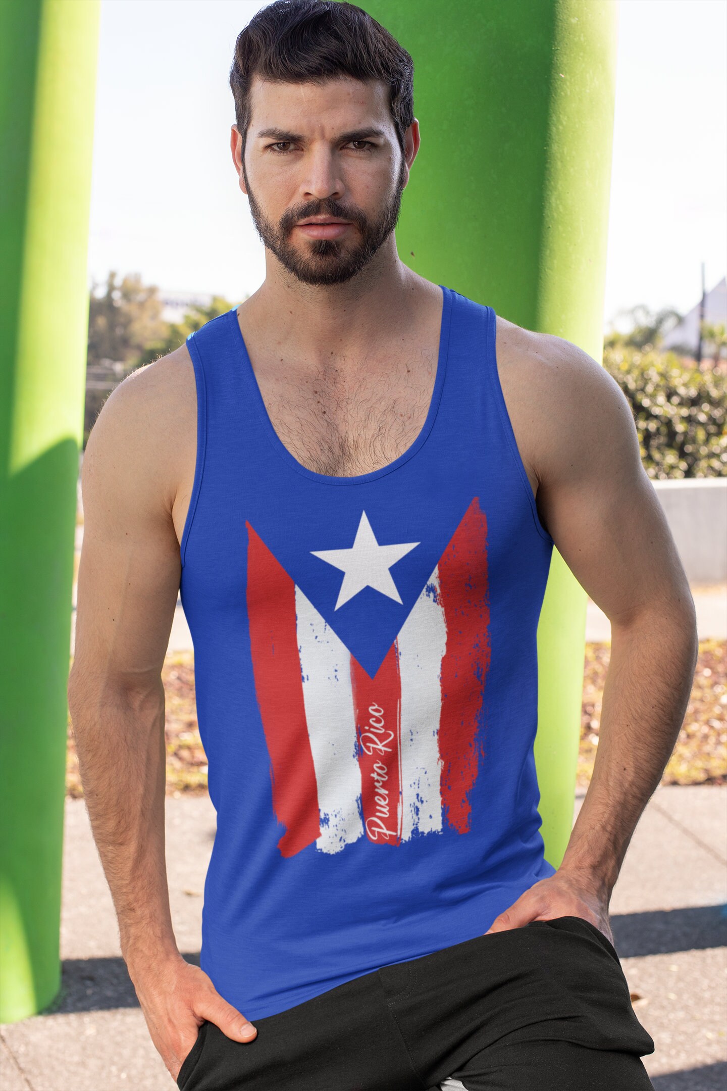 Unisex Tank Top Con Bandera De Puerto Rico Pintada, Puerto Rico Flag ...