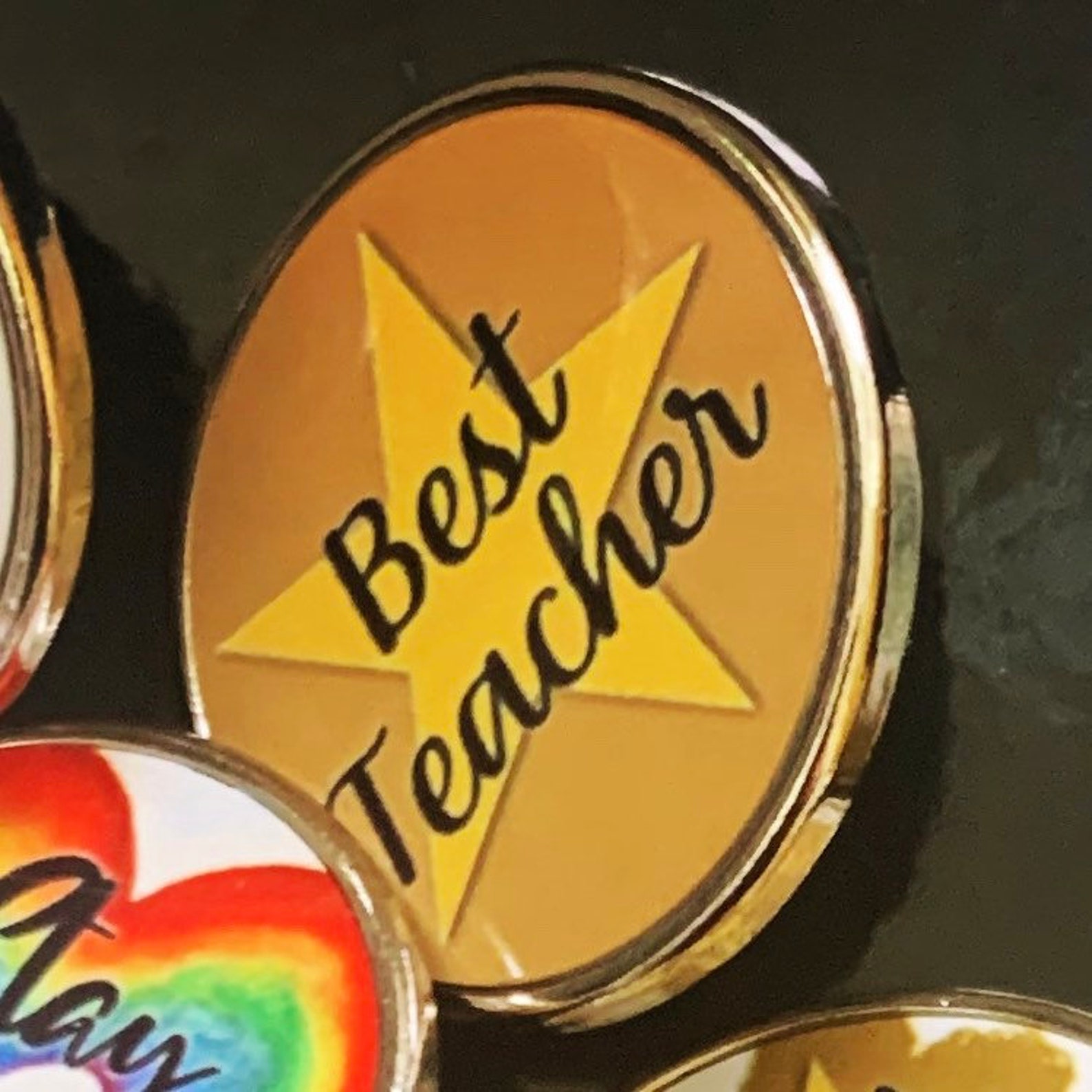 Best Teacher Pin Badge Variations Available See Photos Etsy