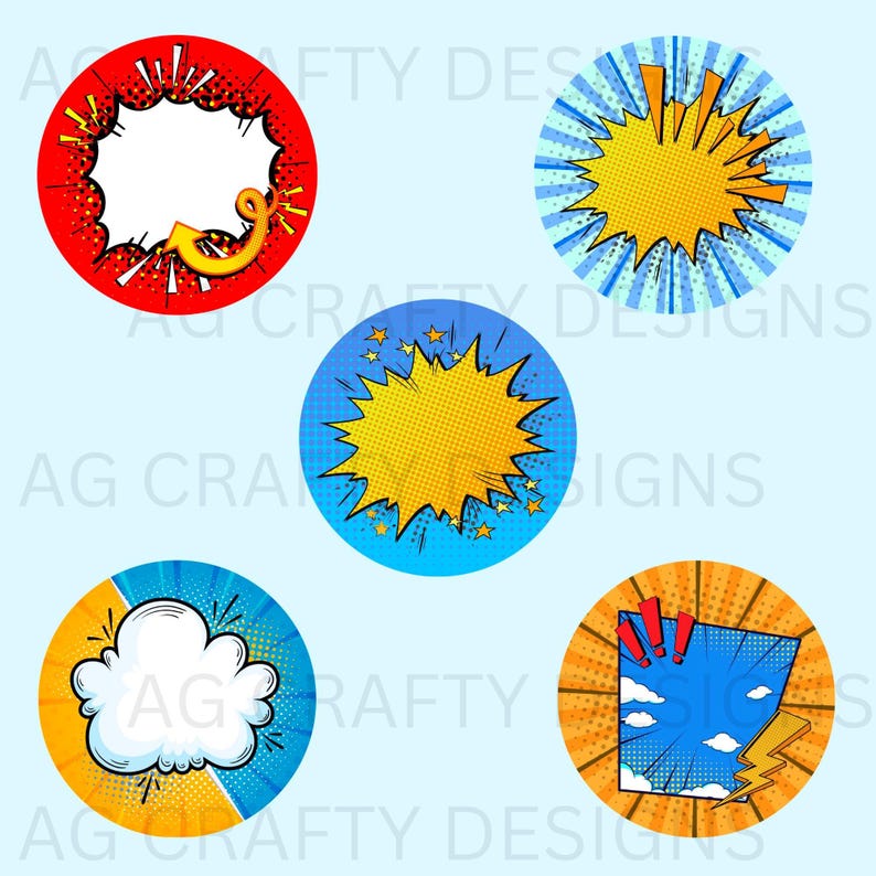 Comic Chat Bubble Coaster Stickers: 20 PNG Designs (digital Download ...