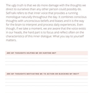 Self-talk Therapy Worksheet, Mental Health, Therapy Journal, Self Talk ...