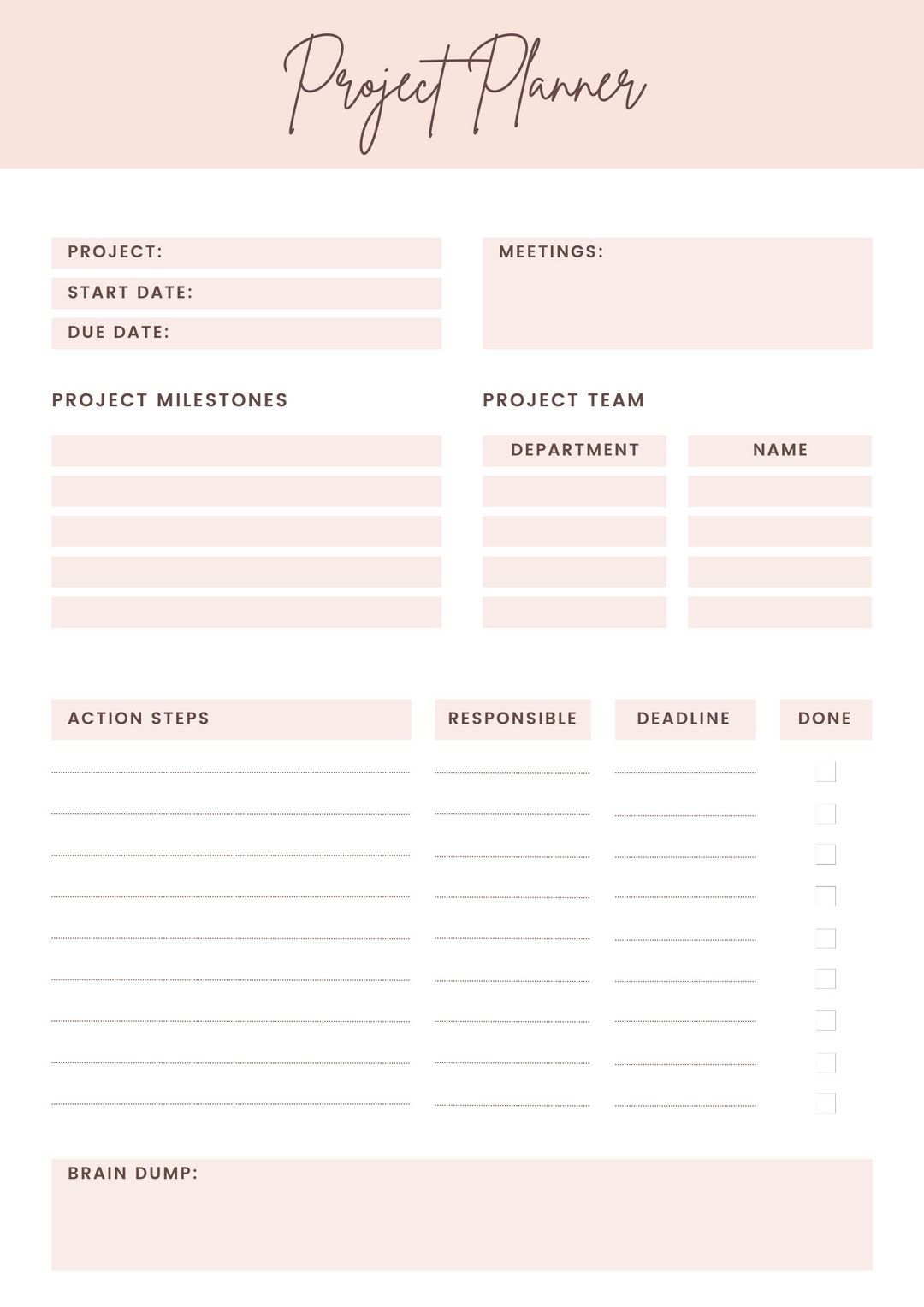 Project Planner Printable, Productivity Planner, Task Tracker, Work ...