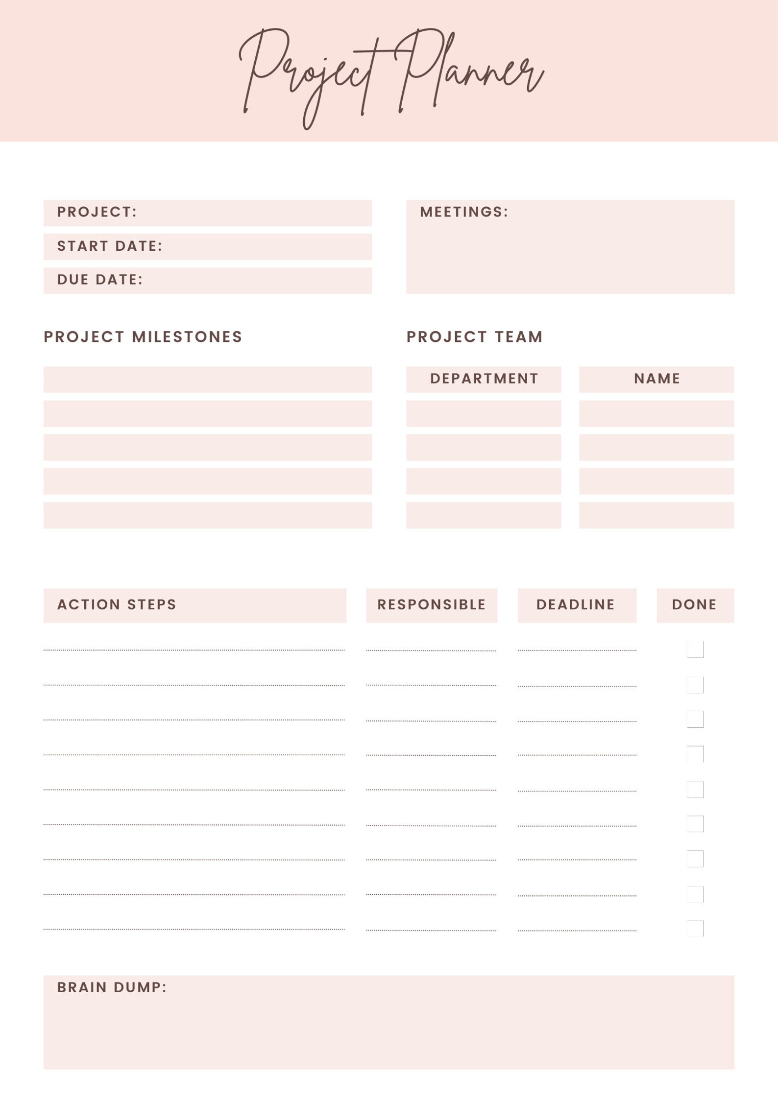 Project Planner Printable, Productivity Planner, Task Tracker, Work ...