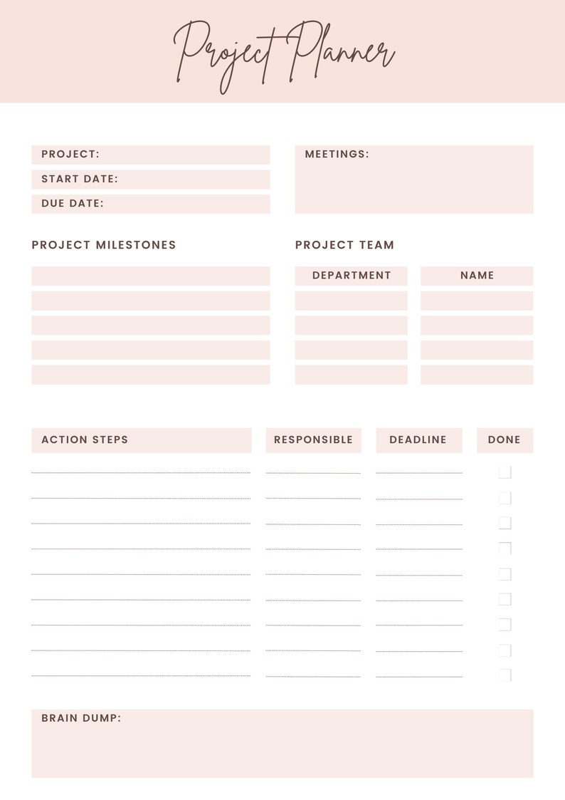 Project Planner Printable, Productivity Planner, Task Tracker, Work ...