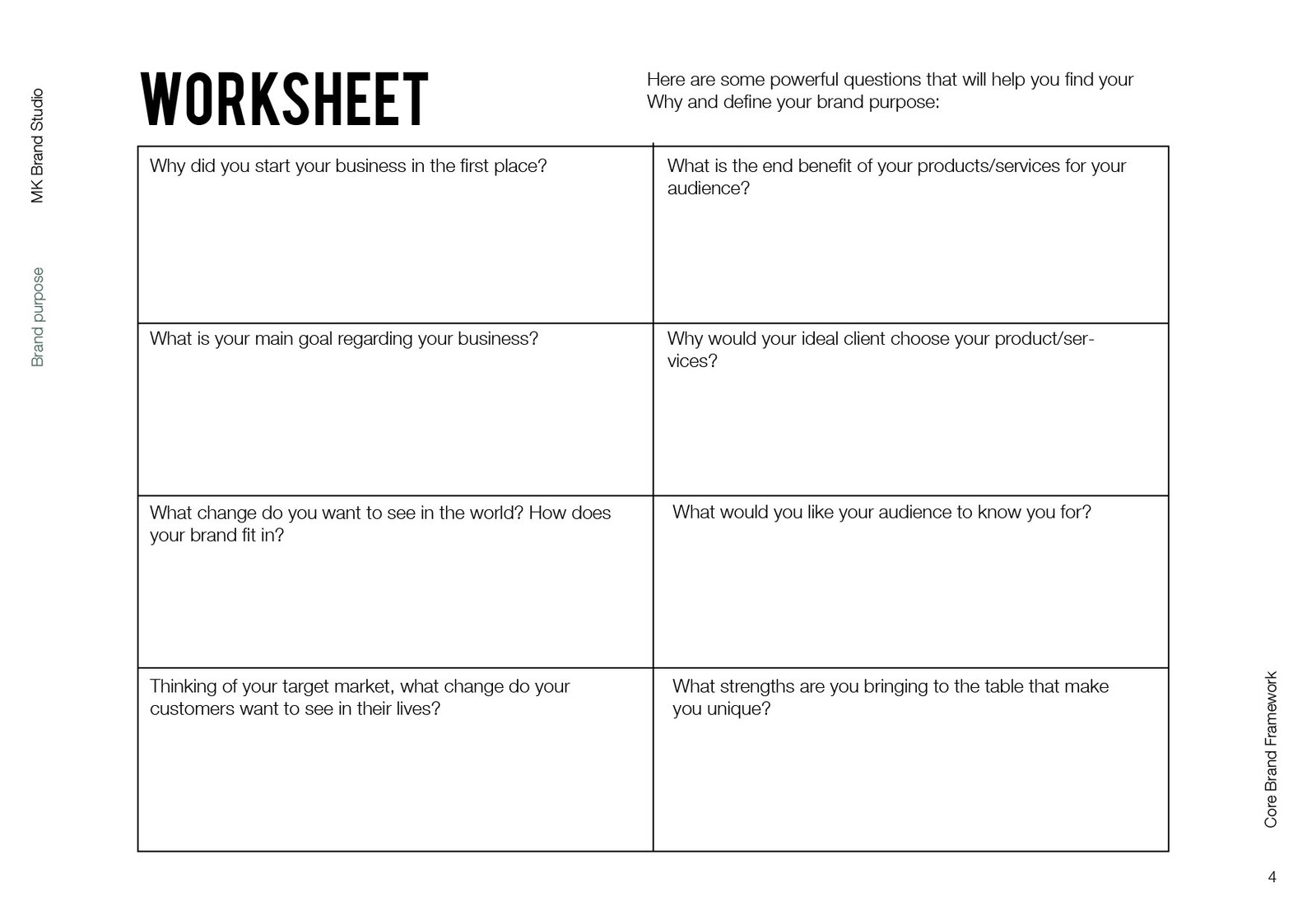 Brand Foundation Workbook | Strategy Template Download | Discovery ...