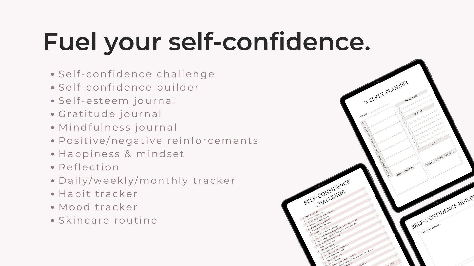 Self Confidence Planner | Self Esteem Workbook | Self-care Prompts ...