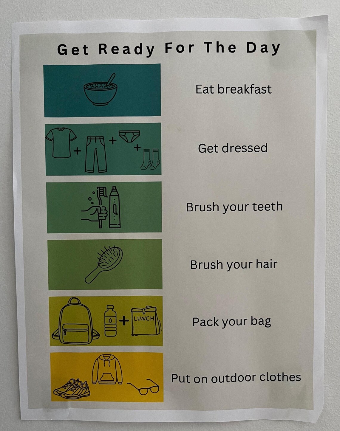 Daily Routine Chart, Printable Diagram to Support Steps, Get Ready for ...