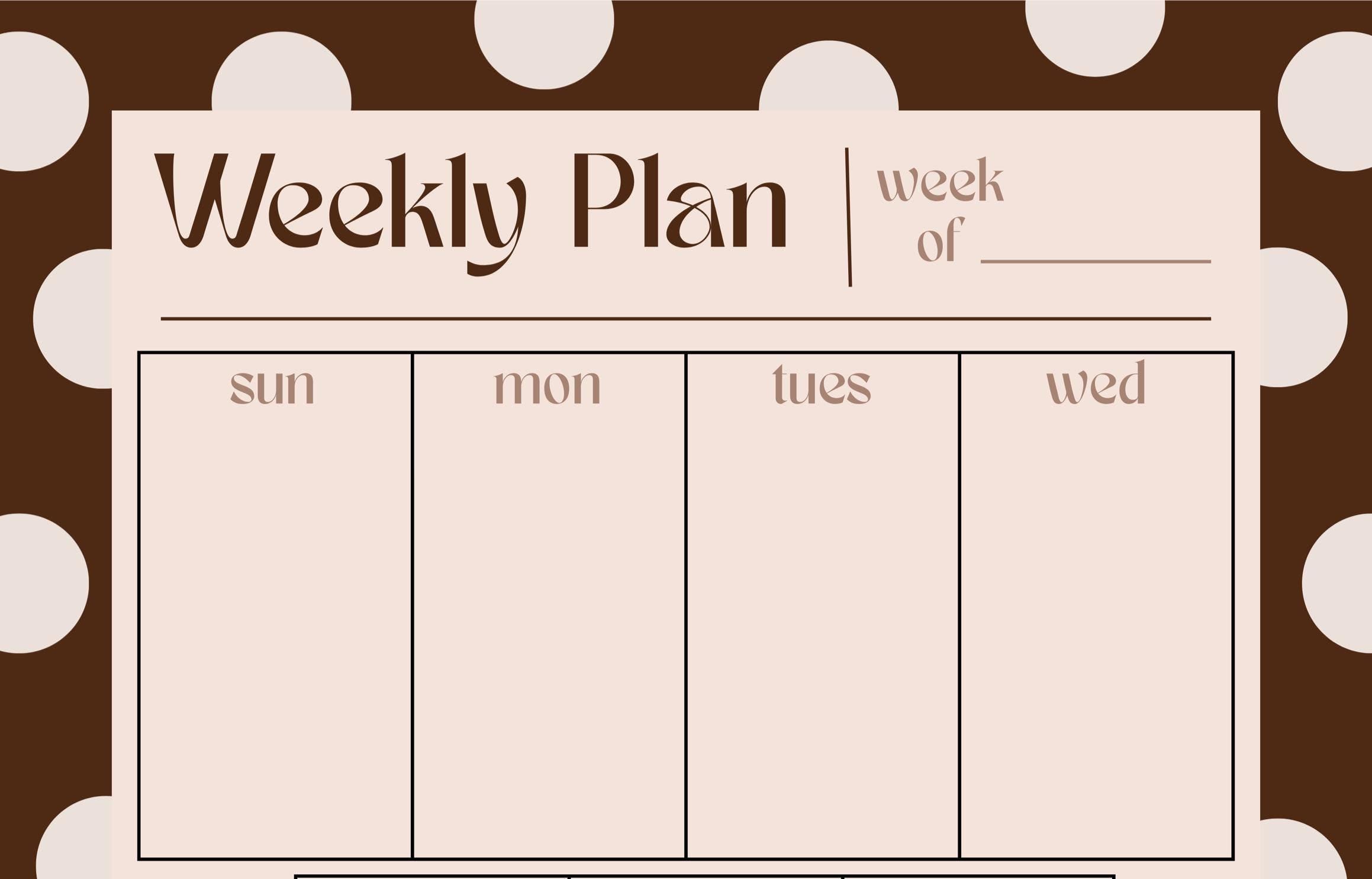 Weekly Planner Template in Brown Polka Dots - Etsy