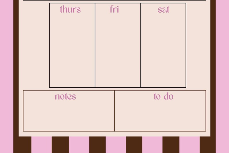 Weekly Planner Template in Brown and Pink Stripes - Etsy