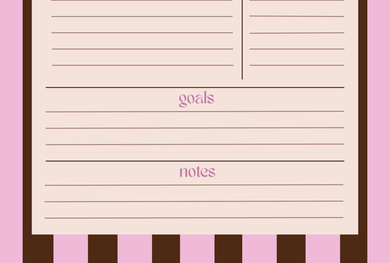 Simple Daily Planner Template in Brown and Pink Stripes - Etsy