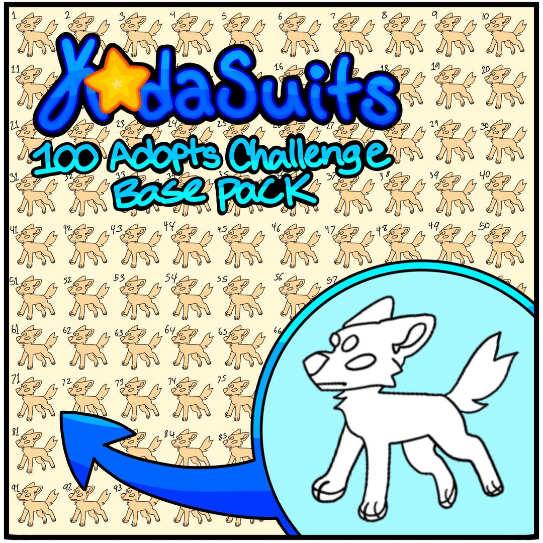100 Adopt Challenge Furry Adoptable Base Bundle Canine Fursona Base ...