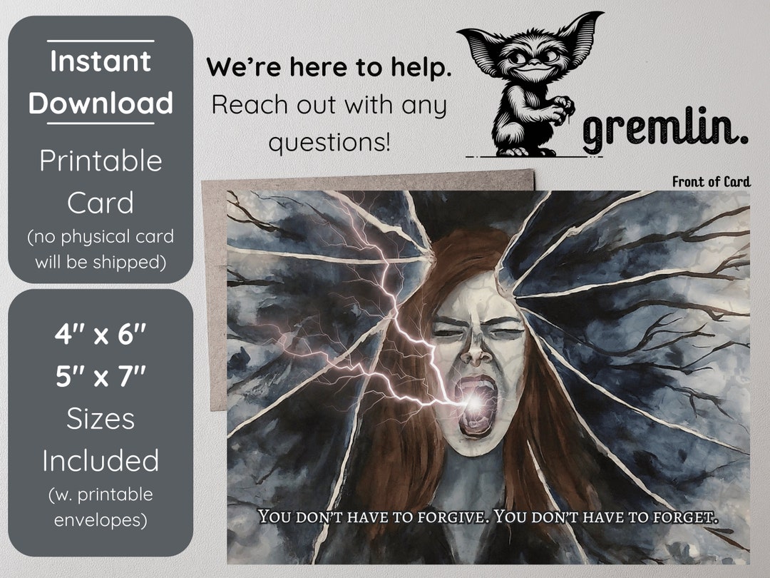 Anger Rage Printable Card Printable Anger Rage 4x6 & 5x7 Cards W ...