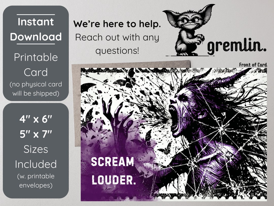 Scream Anger Rage Printable Card Printable Screaming Demon 4x6 & 5x7 ...