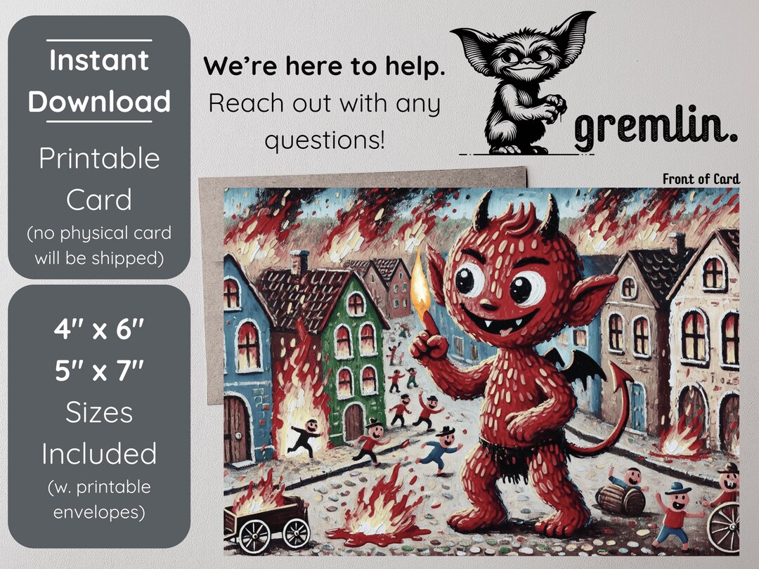 Little Devil Congratulations Printable Card | Funny Baby Child 4x6 ...