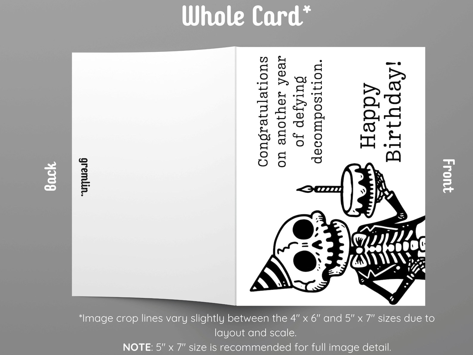 Old Skeleton Birthday Printable Card | Printable Funny 4x6 & 5x7 Cards ...