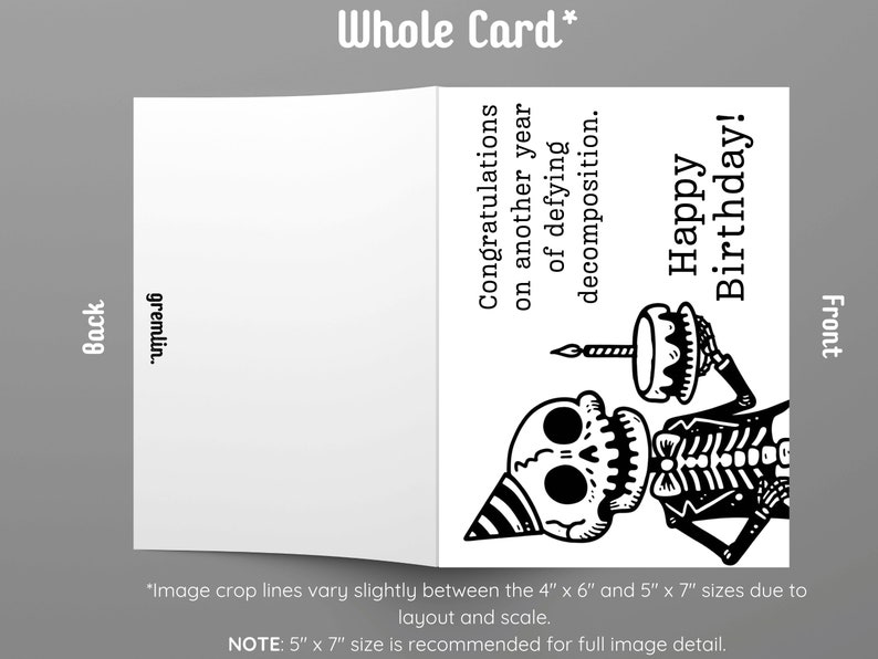 Old Skeleton Birthday Printable Card | Printable Funny 4x6 & 5x7 Cards ...